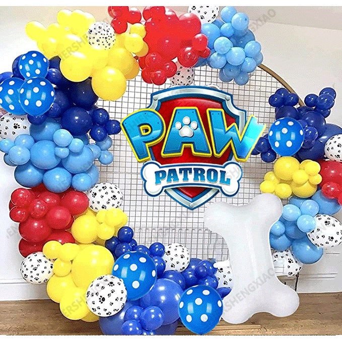 108Pcs Paw Dog Balloon Garland Kit Red Yellow Blue Dog Paw Latex Balloon for Paw Patrol Sonic ...