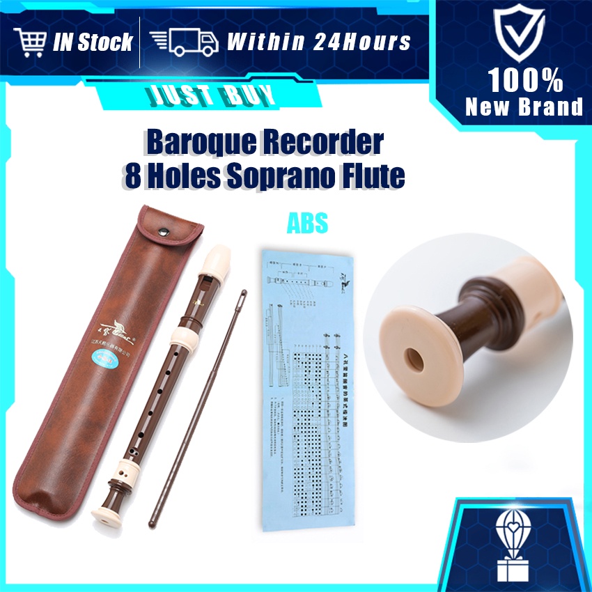 ABS 8 Holes Soprano Flute Recorder Beginner Wind Instrument with ...