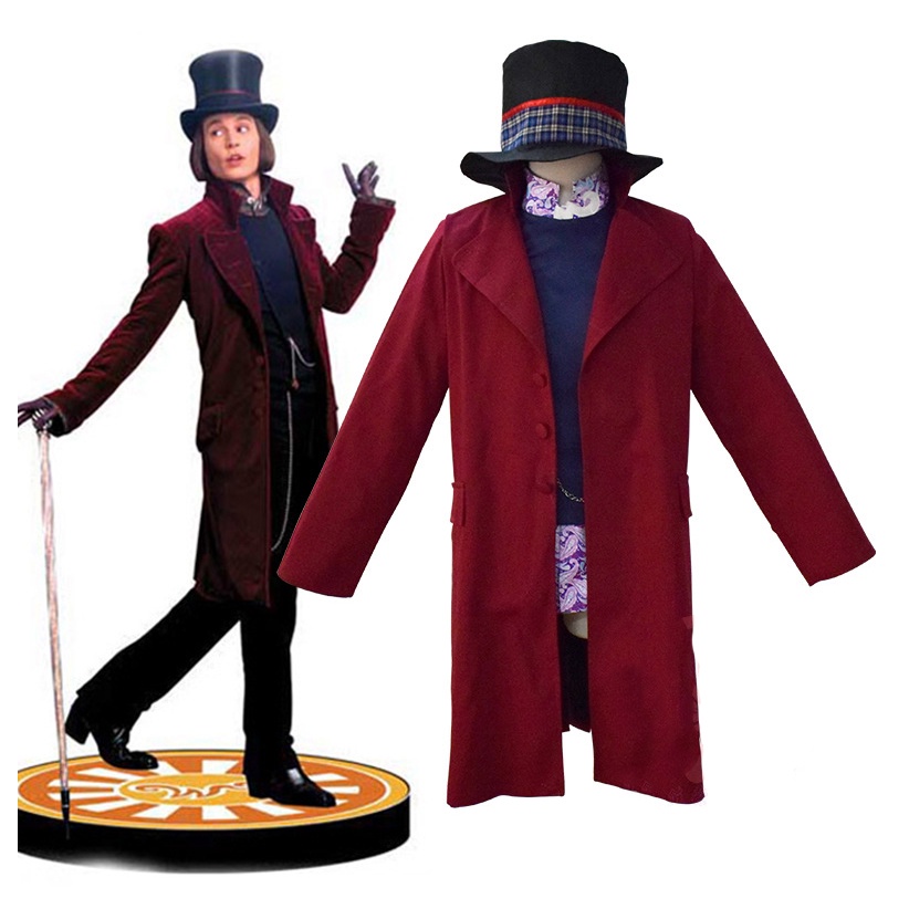 Movie Charlie and The Chocolate Factory Cosplay Willy Wonka Costume ...