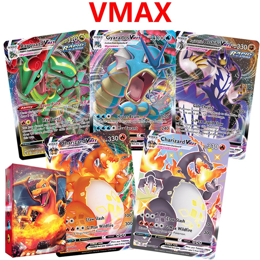 60pcs Pokemon Card Charizard Gyarados Vmax Mega Gx Tag Team Energy ...
