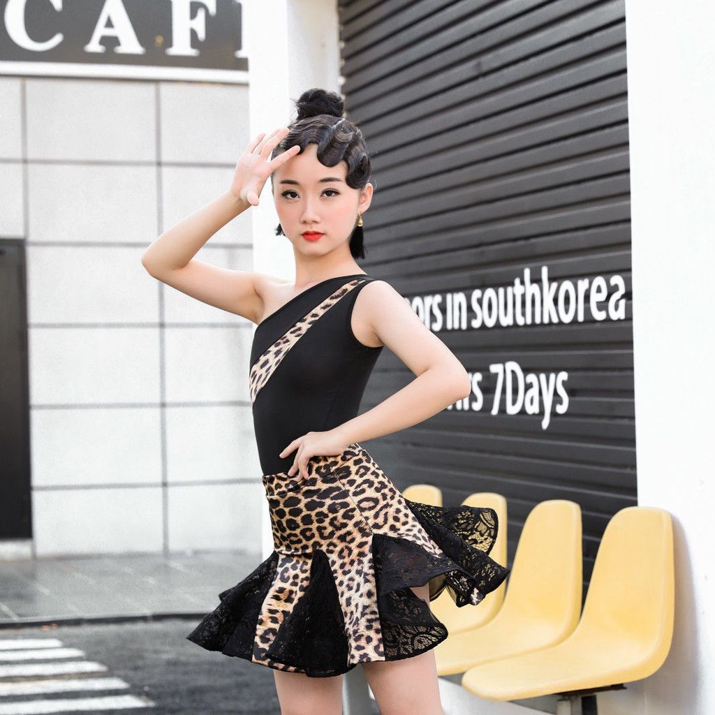 [Ready Stock] Summer Girls Latin Dance Costume Leopard Print Dance ...