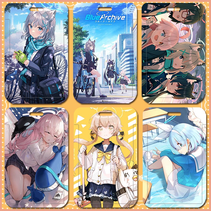 Anime Cartoon Blue Archive DIY Name Tags Student School ID Card Holder ...