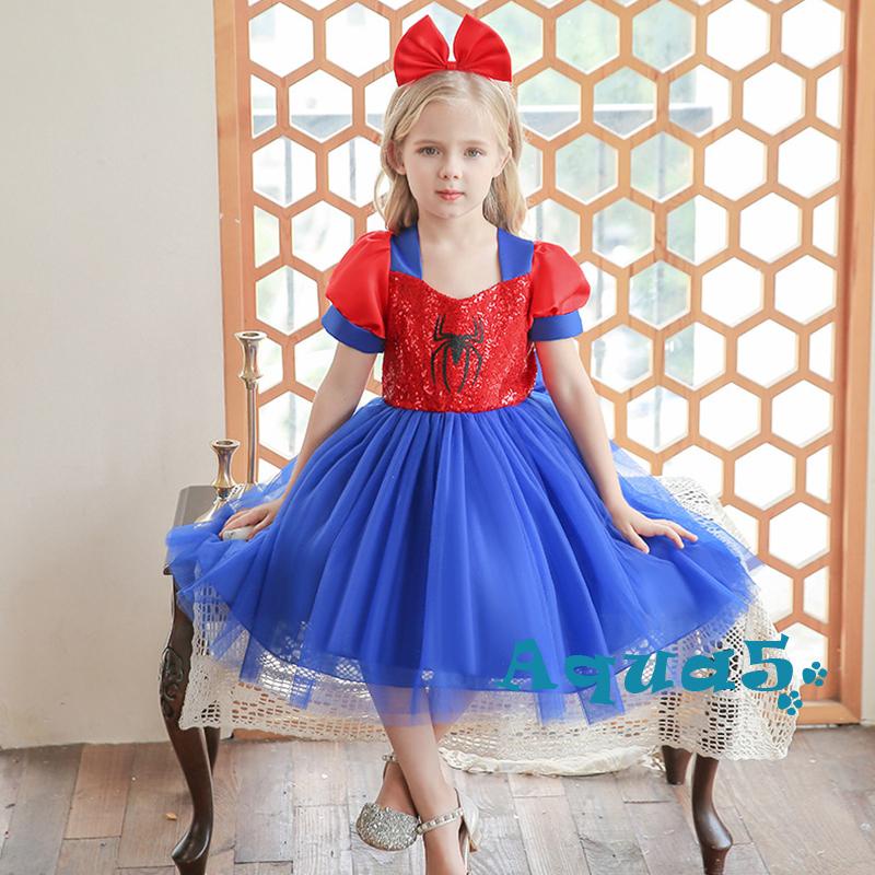 AQQ-Kids Girls Ball Gown Spider Shinny Sequin Mesh Tulle Tutu Princess ...