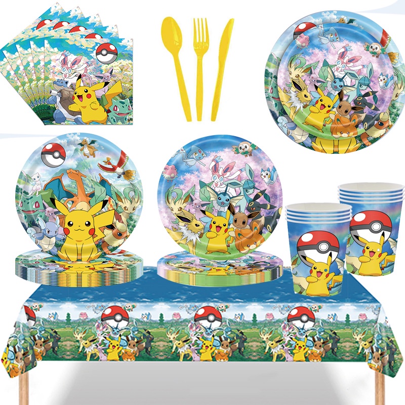 New Cartoon Pikachu Theme Happy Birthday Party Decorative Articles ...