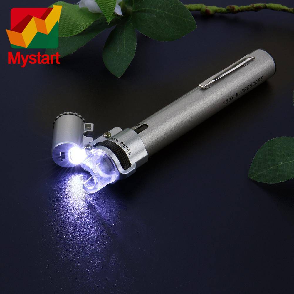 Mini Pen-shape Magnifying Glass 100X Microscope Jewelry Magnifier with ...