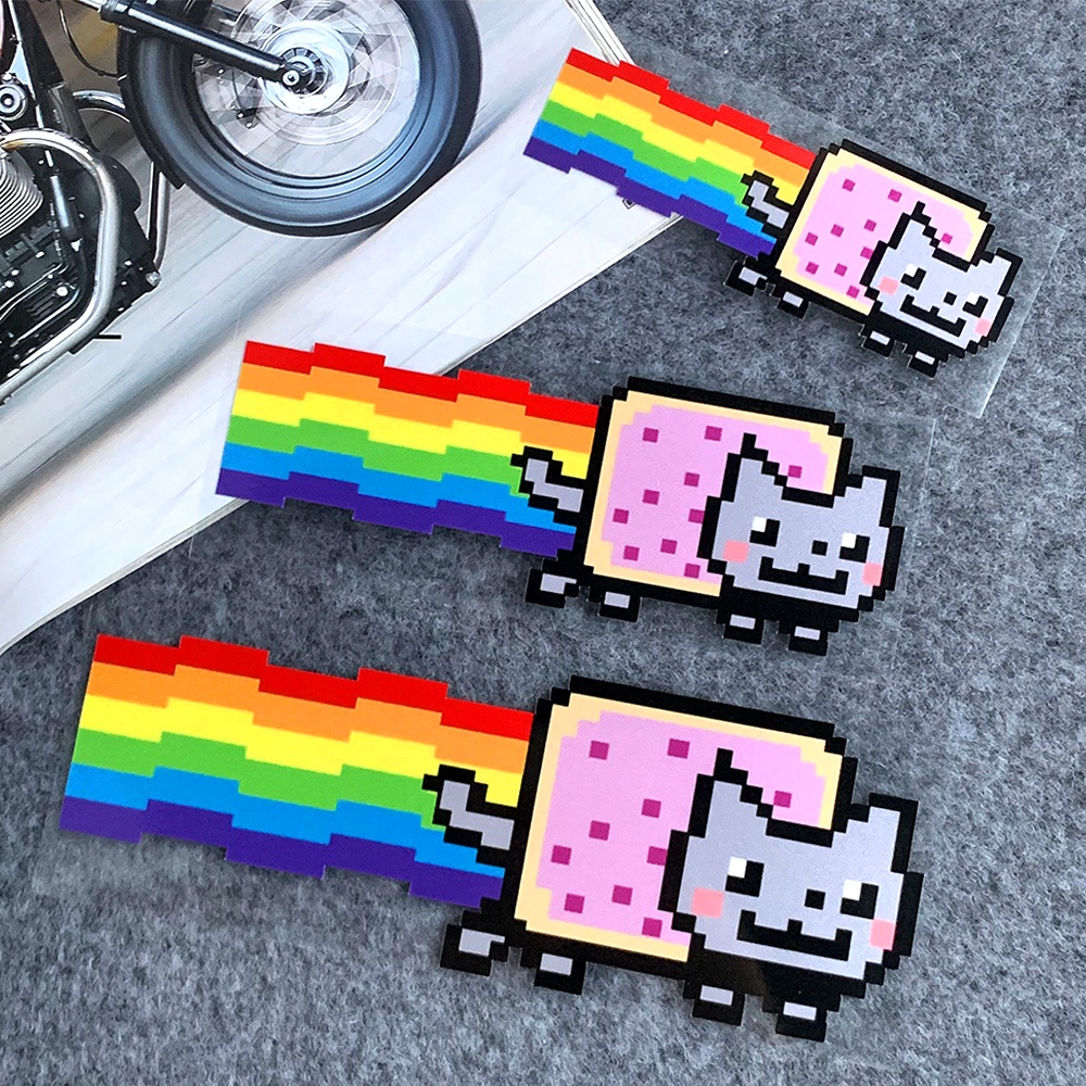 JDM Rainbow Cat Reflective Motorcycle Thai Thailand Sticker Decal for ...
