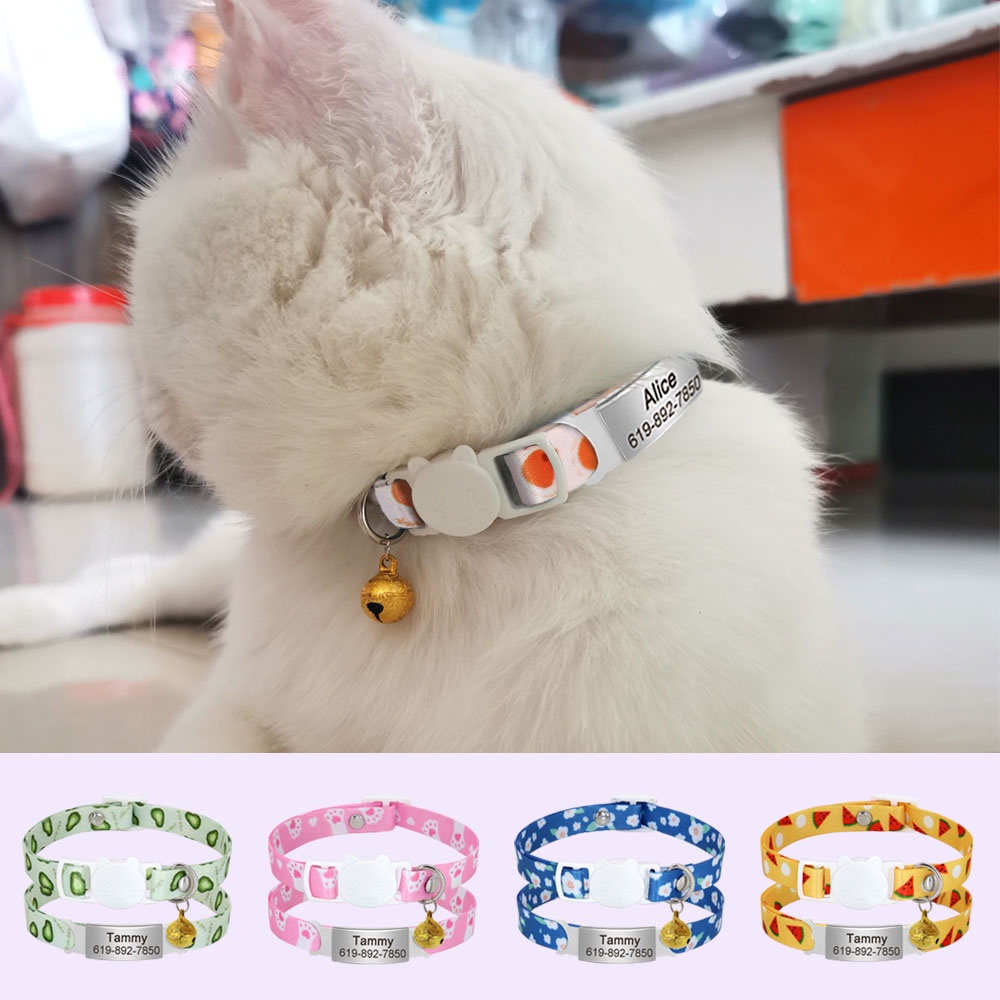 Free Engraving Personalized Pet cat ID Collar With Bell Safety ...