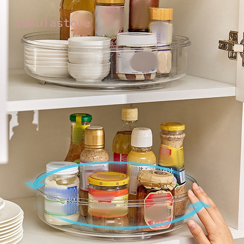 Turntable Organizer Kitchen Spice Rack Turntable Rotating Organizer for ...