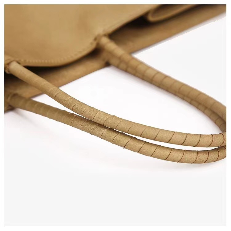 Large Capacity Cowhide Paper Bag Simple Genuine Leather Bucket Bag ...