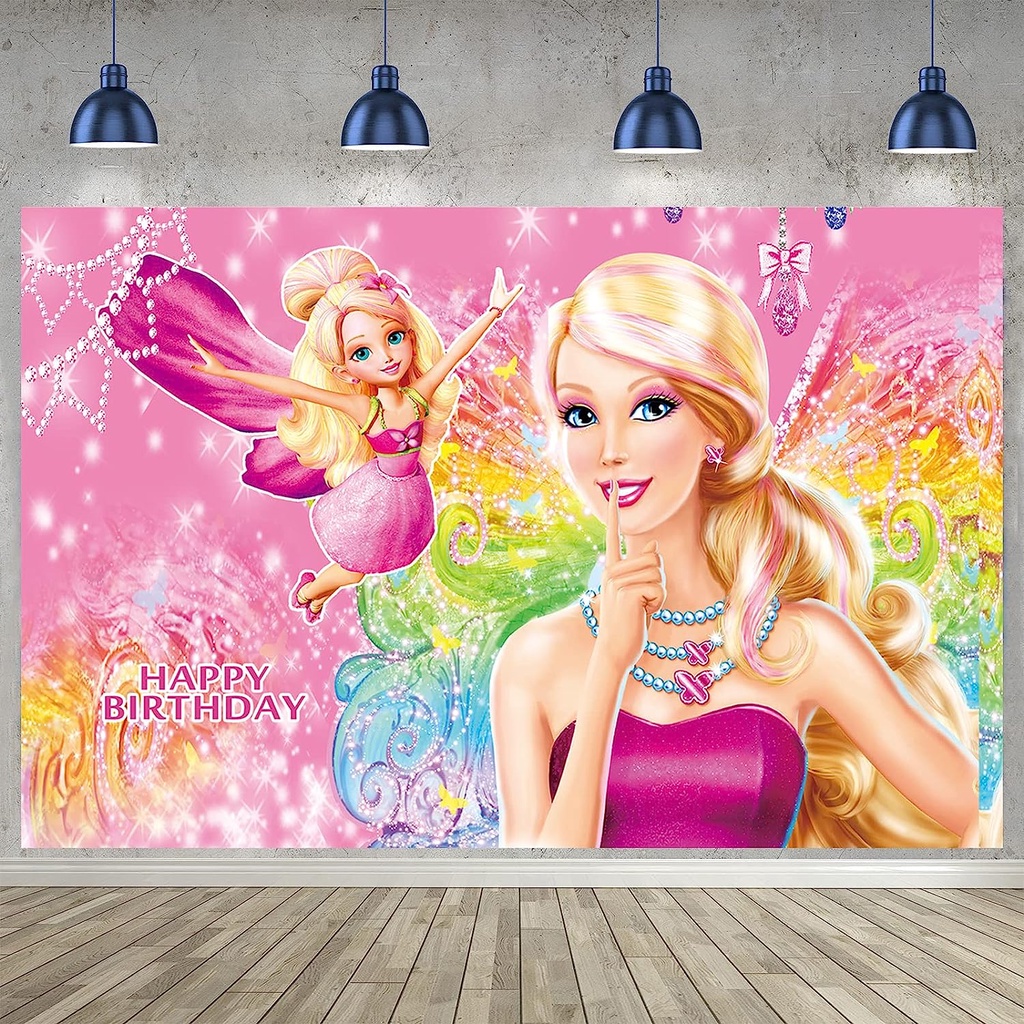 Barbie Theme Background Cloth 125X83cm Girls' Birthday Party Decoration ...