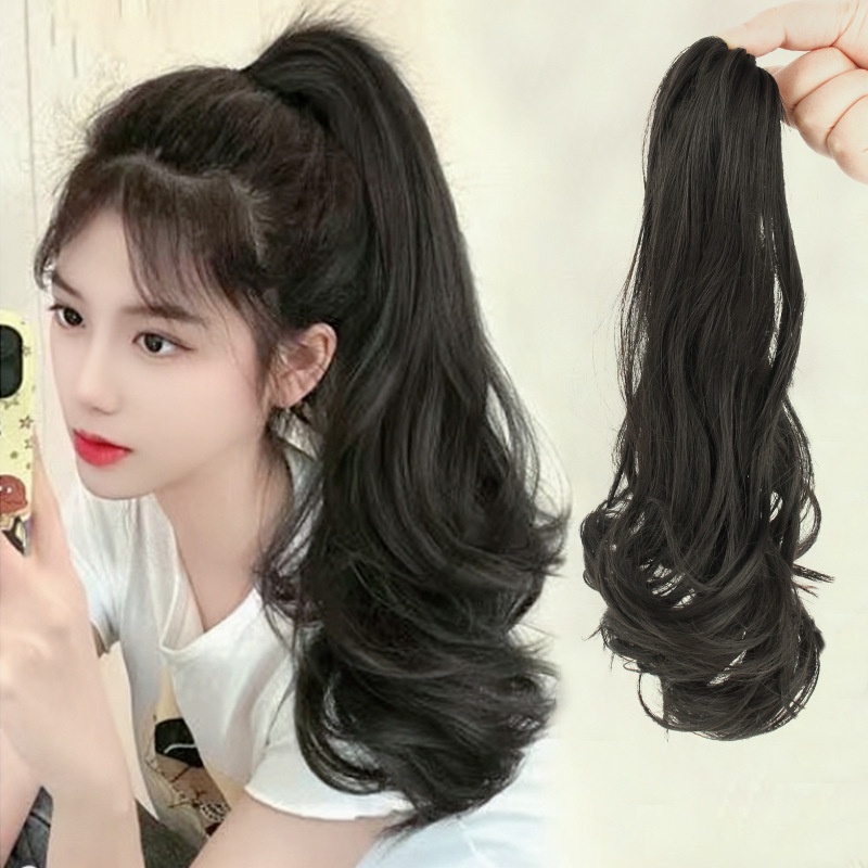 Ponytail Wigs 55cm Long Curly Wig Natural Female Straight Hair Wig ...