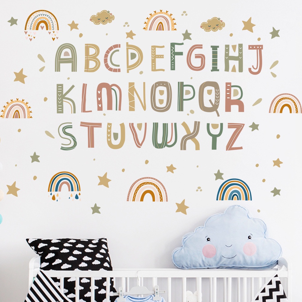 PVC sticker Cute Cartoon rainbow clouds Room Decoration decals early ...