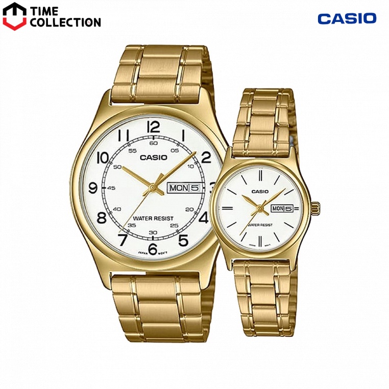 Casio Couple Watch Couple V006g 7b Analog Stainless Steel Strap Watch
