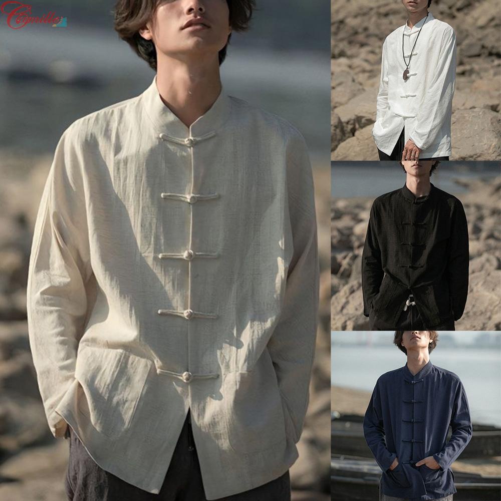 Men Chinese Traditional Kung Fu Tai Chi Coat Tang Suit Uniform Jacket ...