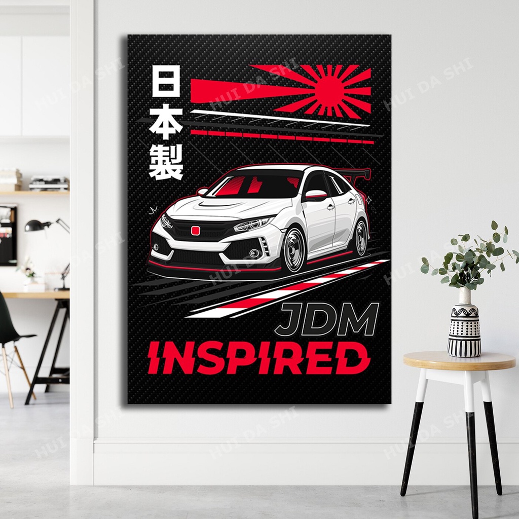 Carbon Fiber Teture Canvas Printing Poster Jdm Cartoon Wall Art/Car ...