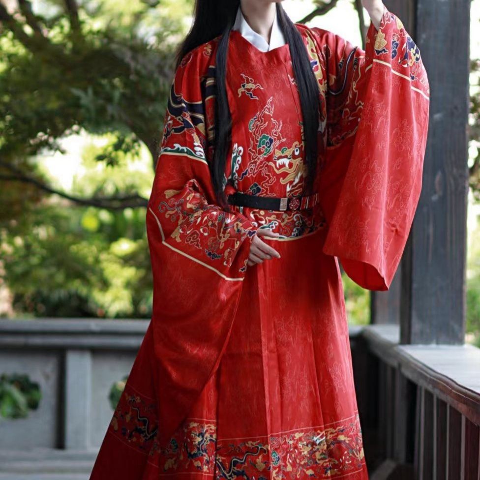 Original Hanfu Chinese Traditional Costume Ming Made Pipa Sleeve Round ...