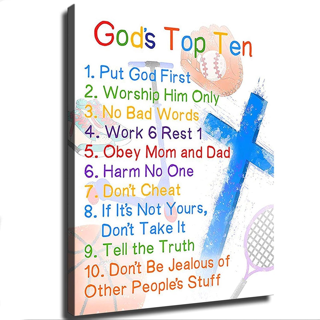 The Ten Commandments Christian Religious Scripture Poster Canvas Print ...