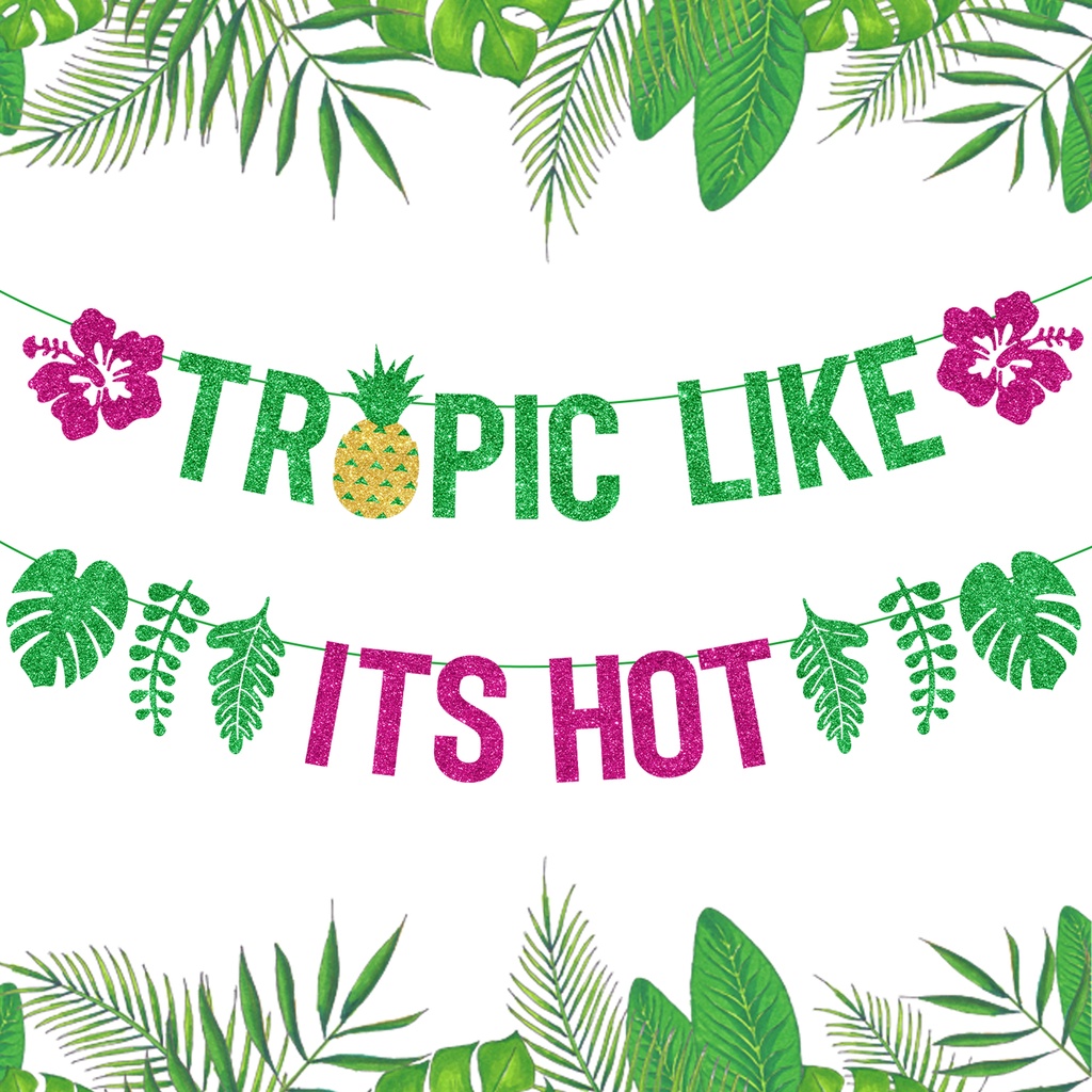 JOLLYBOOM Tropic Like Its Hot Glitter Banner for Summer Tropical ...