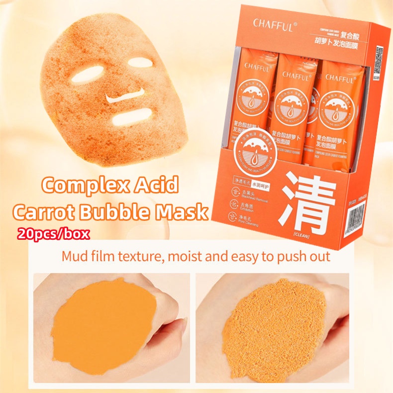 CHAFFUL Complex Acid Carrot Bubble Mask 20pcs/box Salicylic Acid Bubble ...