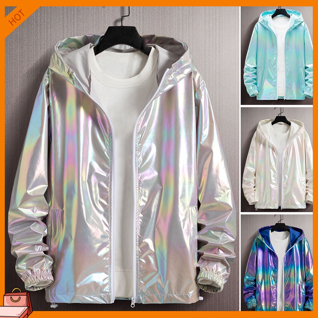 [WSG] Men Windbreaker Jacket Gradient Colorful Ultra Thin Long Sleeve ...