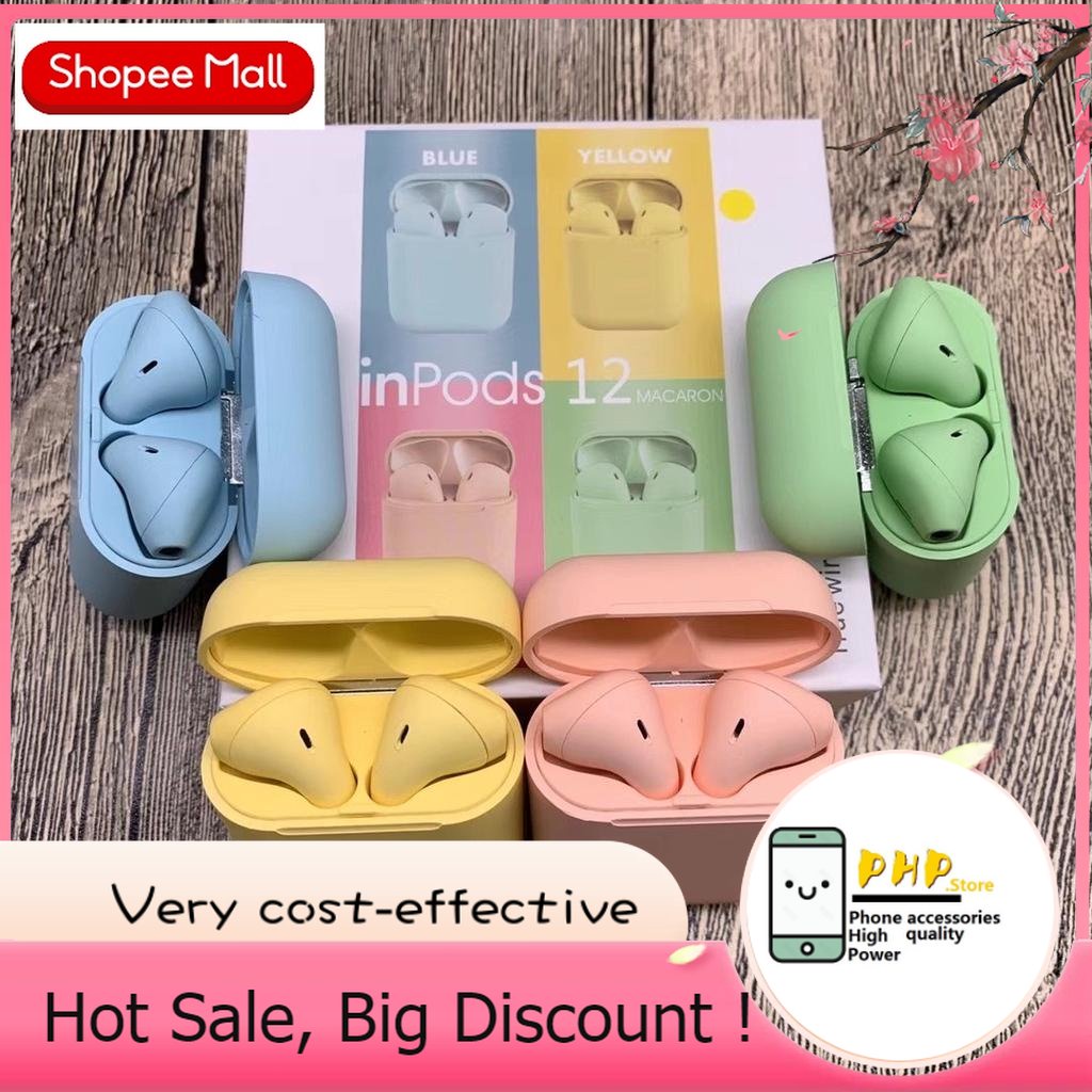 Wireless Bluetooth Headset Macaron i12 Touch Bluetooth 5.0 With Box ...