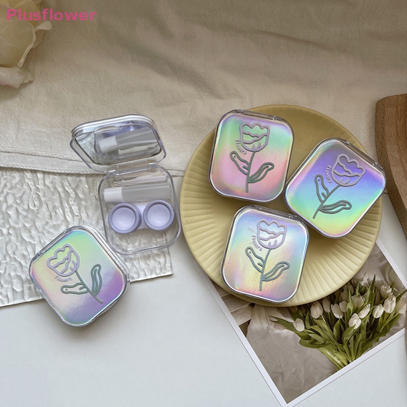 Portable Contact Lens Case Silver Cute Contact Lense Box Student Girls ...
