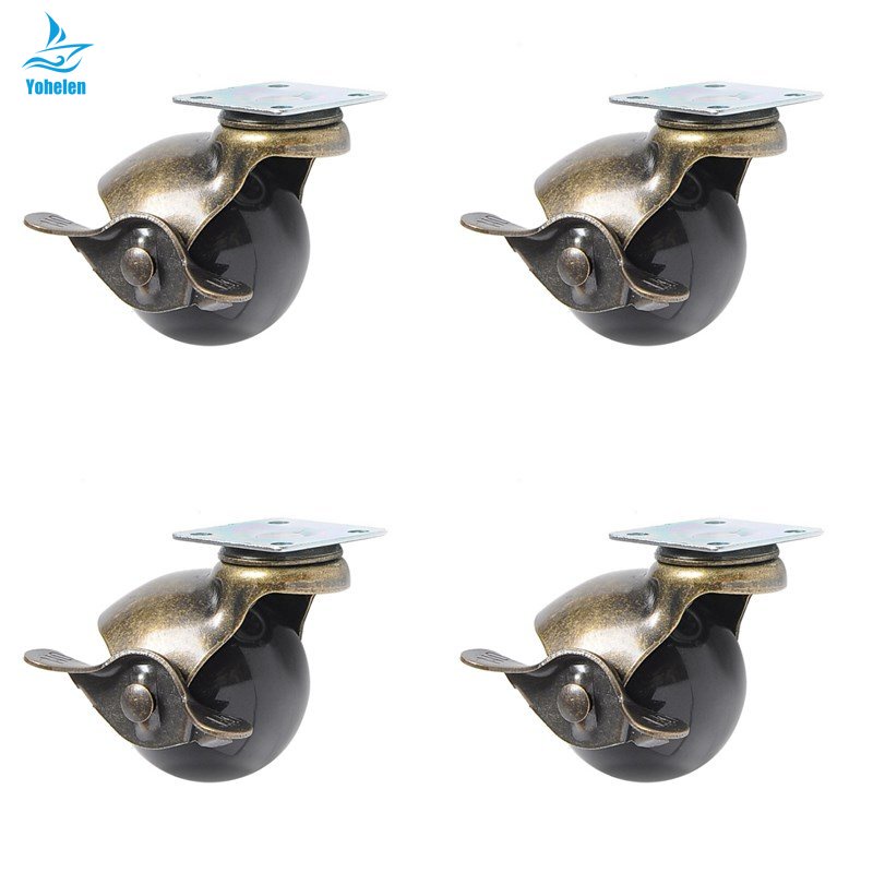 4pcs 1.5/2inch rotating roof with brake and spherical caster wheel ...
