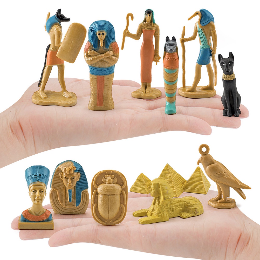 EAS-12 Pcs Ancient Egypt Egyptian God Goddess Figurines Set PVC ...