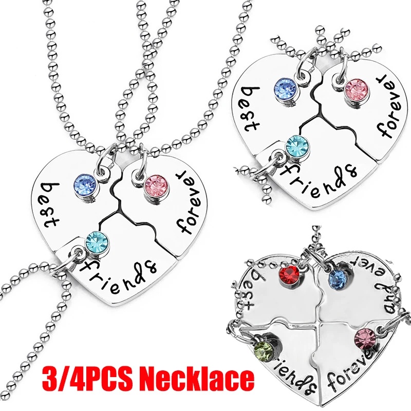 3/4 Pcs Creative Trendy Colorful BFF Friendship Rhinestone Pendant ...