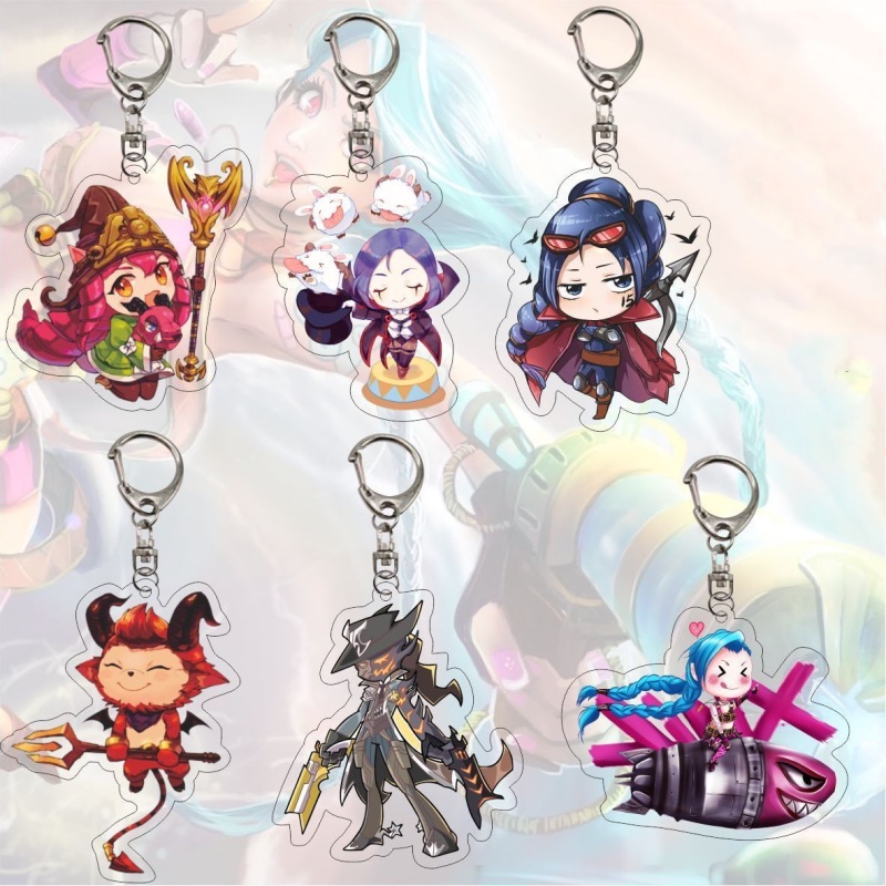 League of Legends Keychain Vayne Lee Sin Jinx LeBlanc Lux Cartoon ...