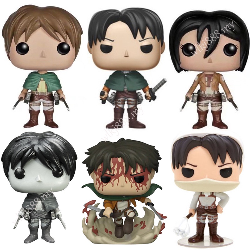 Funko pop Attack on Titan Action Figure 1169 Levi 20 Eren Jaeger Mikasa ...