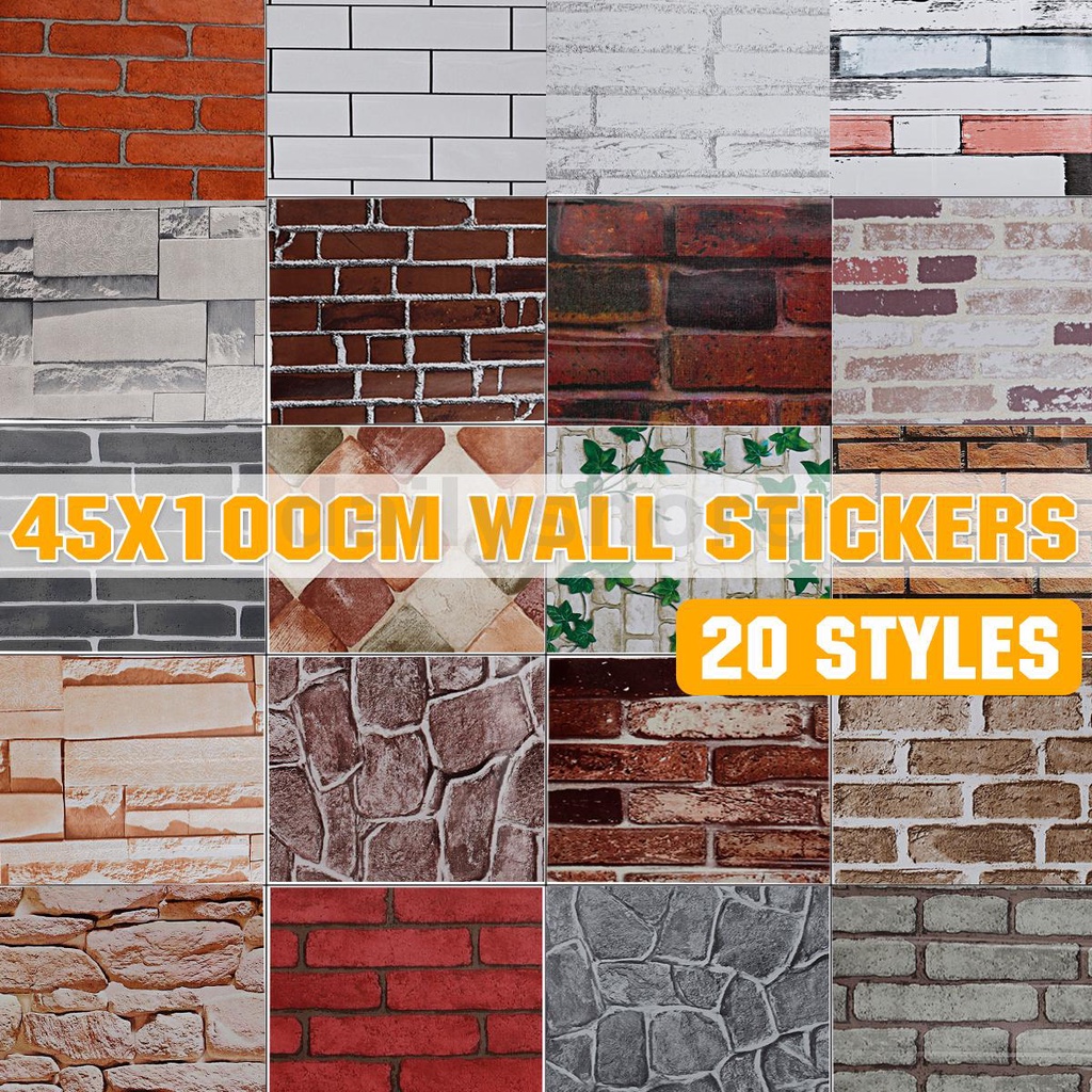 3D Retro Wall Sticker Self-adhesive Simulation Brick Rock Wallpaper ...
