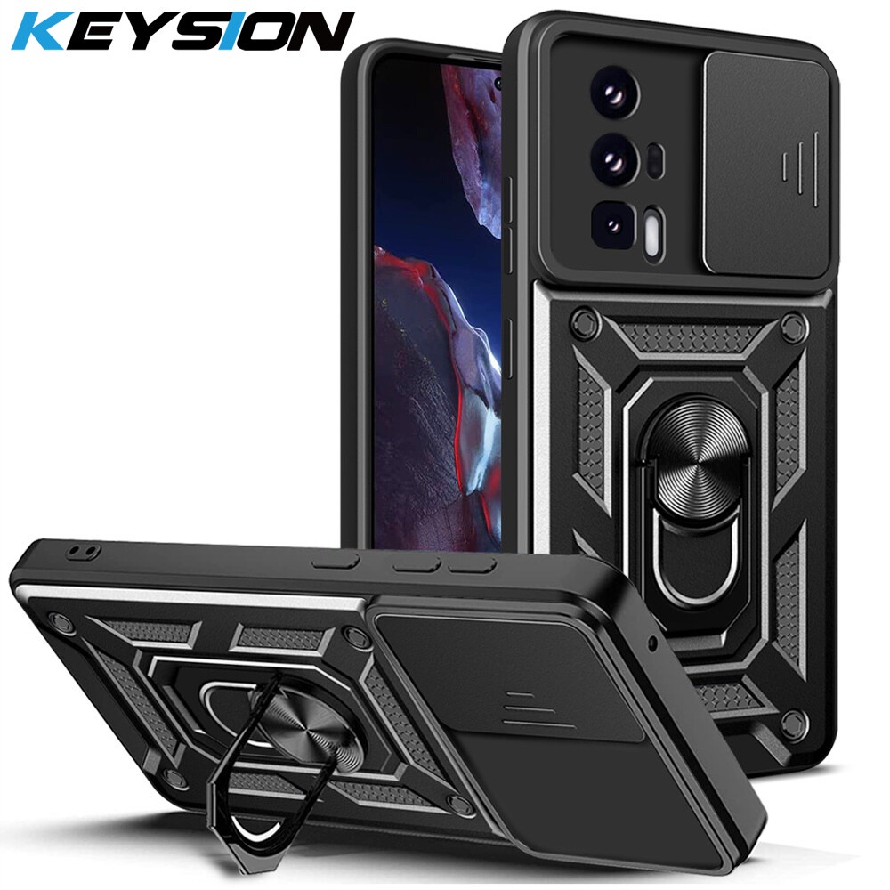 KEYSION Shockproof Armor Case for Xiaomi POCO F5 Pro Slide Camera Lens ...