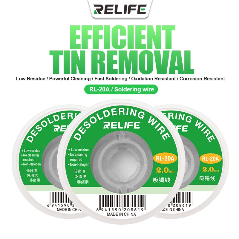 RELIFE RL-20A Desoldering Braid Tape Copper Welding Solder Remover 2mm Wire Soldering Wick Tin ...