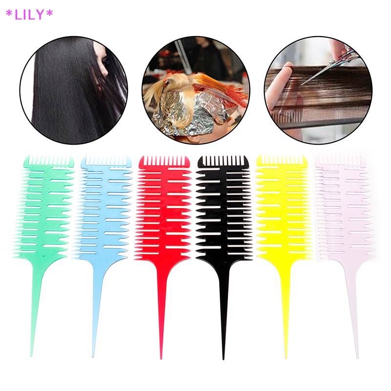 LILY> 3-Way Sectioning Highlight Comb Weave Weaving Comb Hair Dye ...