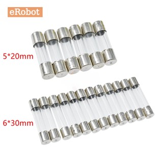 10Pcs 5x20mm 6x30mm Glass Tube Fuse Kit 250V 0.1A 0.2A 0.5A 0.8A 1A 2A 2.5A 3A 4A 5A 6.3A 7A 8A ...
