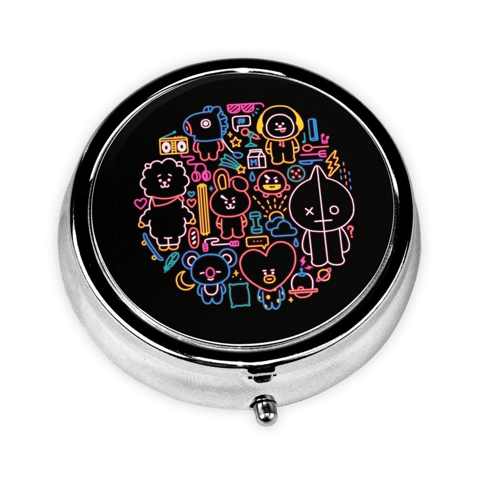 Round Pill Box,Compact 3 Compartment Medicine Case,for Pocket,Purse ...