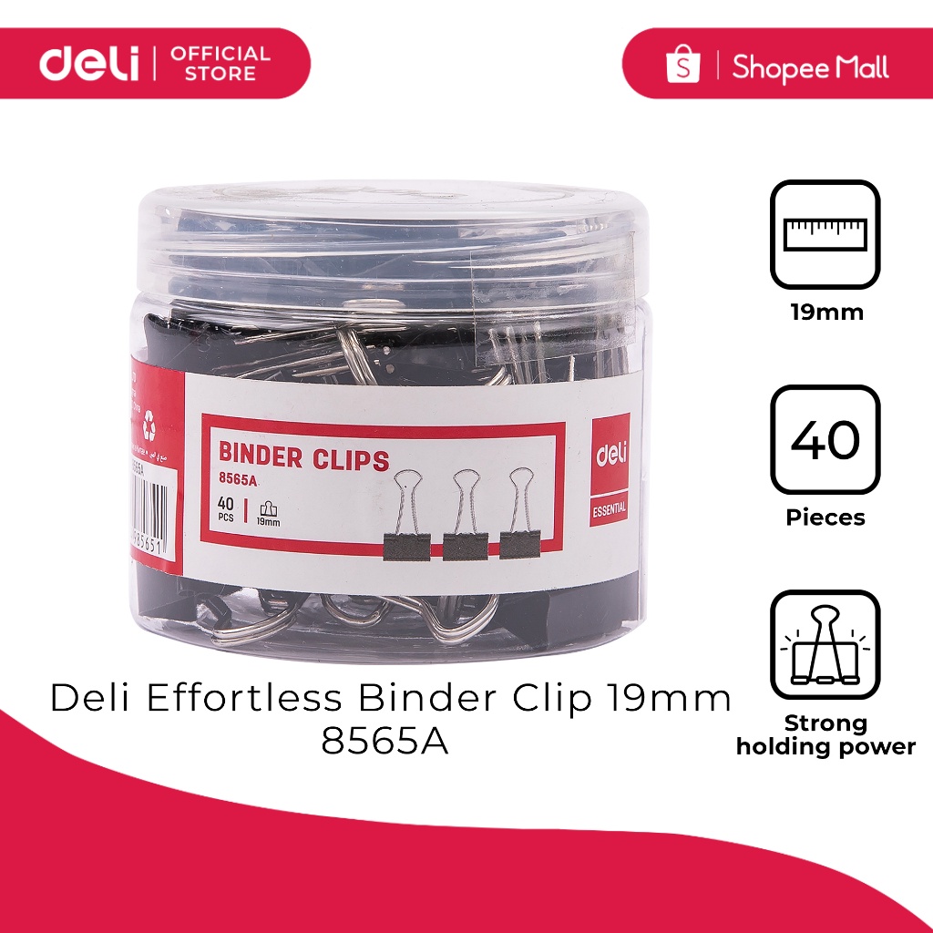 Deli 8565A Effortless Binder Clip 19mm - 1 Jar | Shopee Philippines