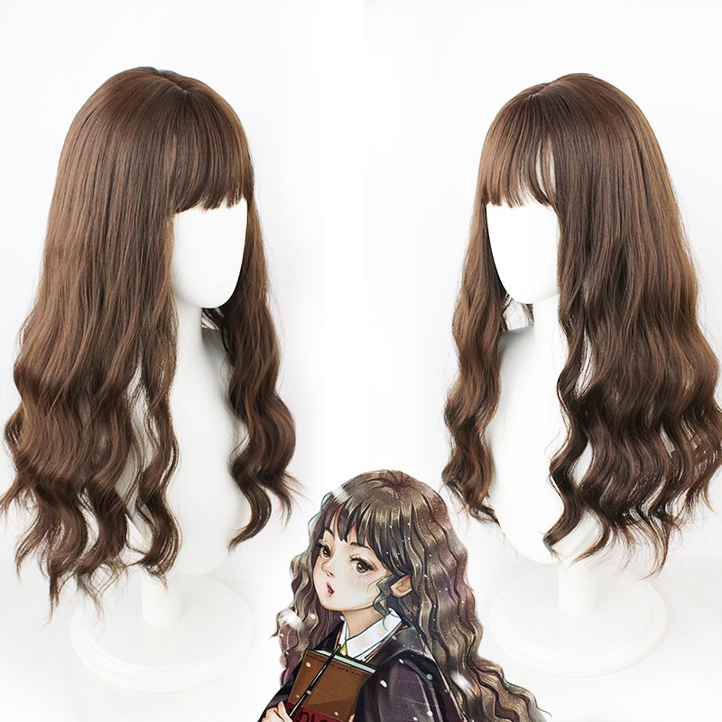 Harry Magic Potter Hermione Granger cos Wig Matte Silk Air Bangs Scalp ...