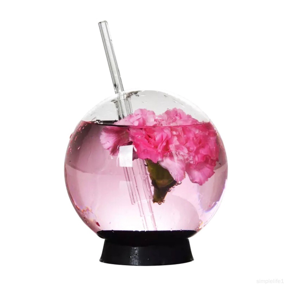 Spherical Cocktail Glass Cup Round Ball Shape With Straw Cup 400ml ...