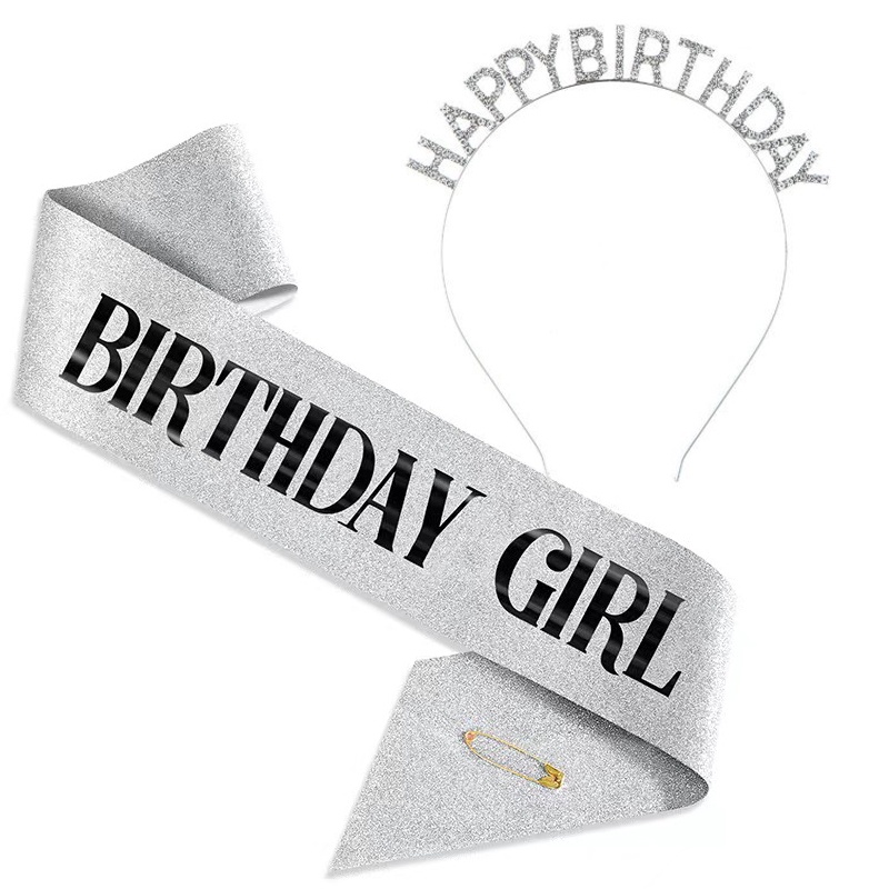 2Pcs Sets Kids Happy Birthday Sash Girl Princess Queen Sash & Crown Set ...
