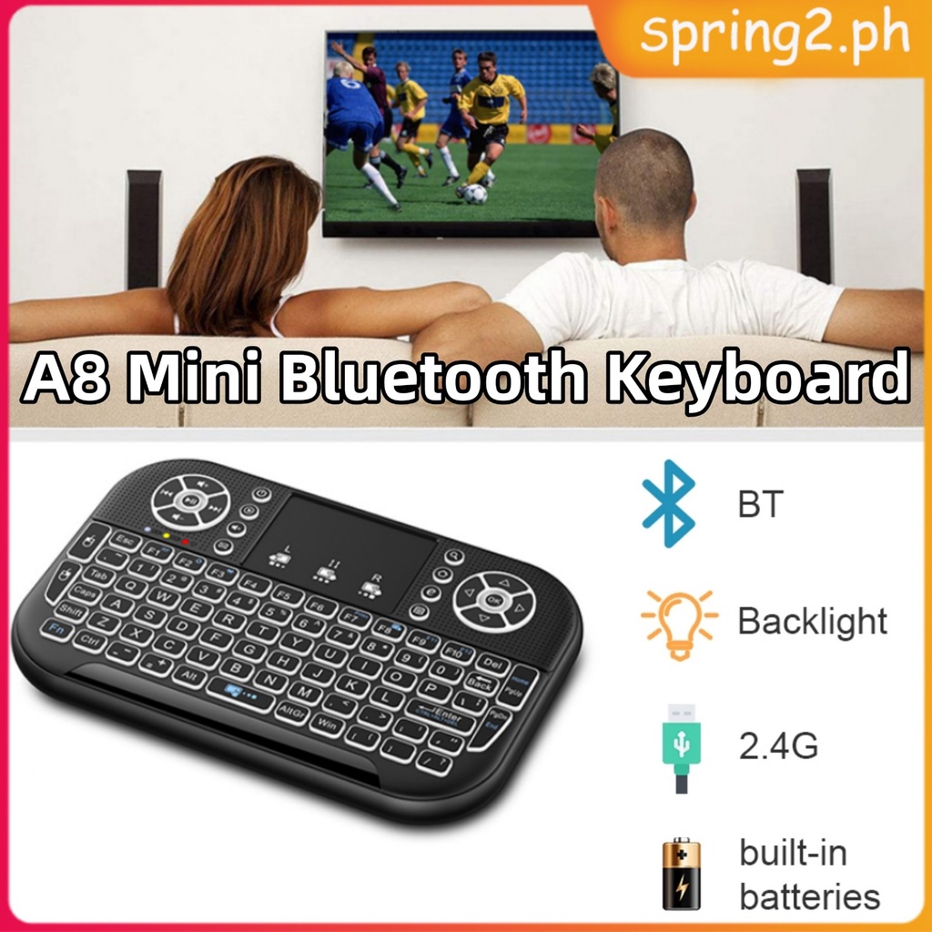 A8 Mini Wireless Keyboard With 7 Colors Backlight BT/2.4G Dual Mode ...