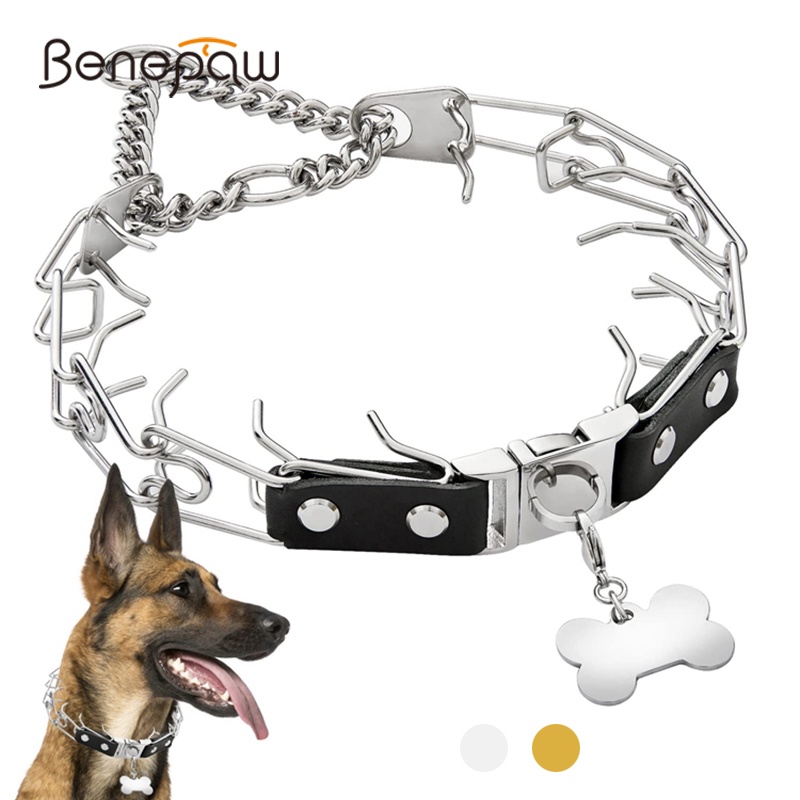 Benepaw Prong Collar Dog Adjustable Stainless Steel Choke Pinch Pet ...