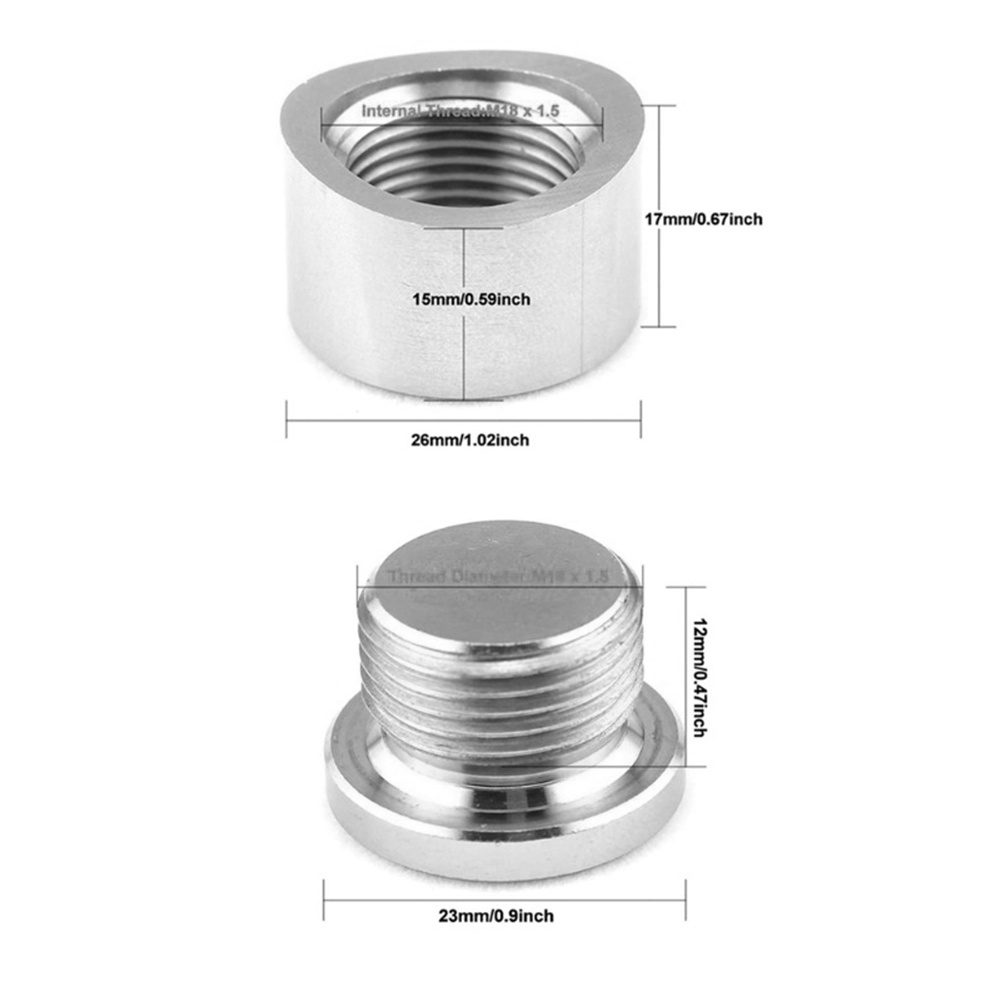 Oxygen Sensor Stainless Steels Bung Plug Nut Stepped Mounting Cap Kit ...