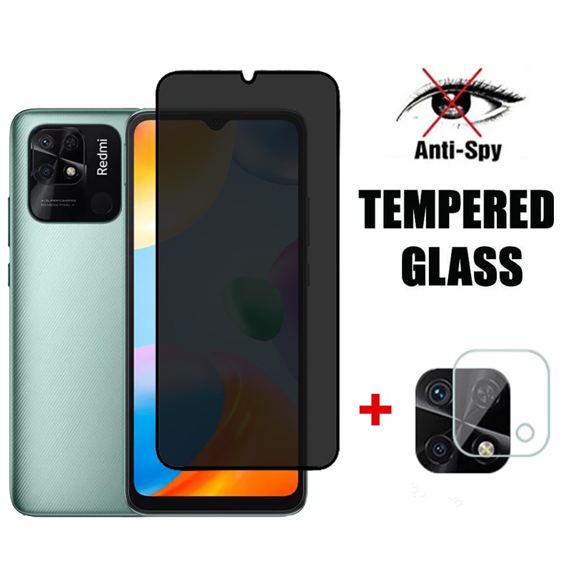 2 in 1 Anti-Spy Full Tempered Glass for Xiaomi Redmi Note 10 Pro 10S ...