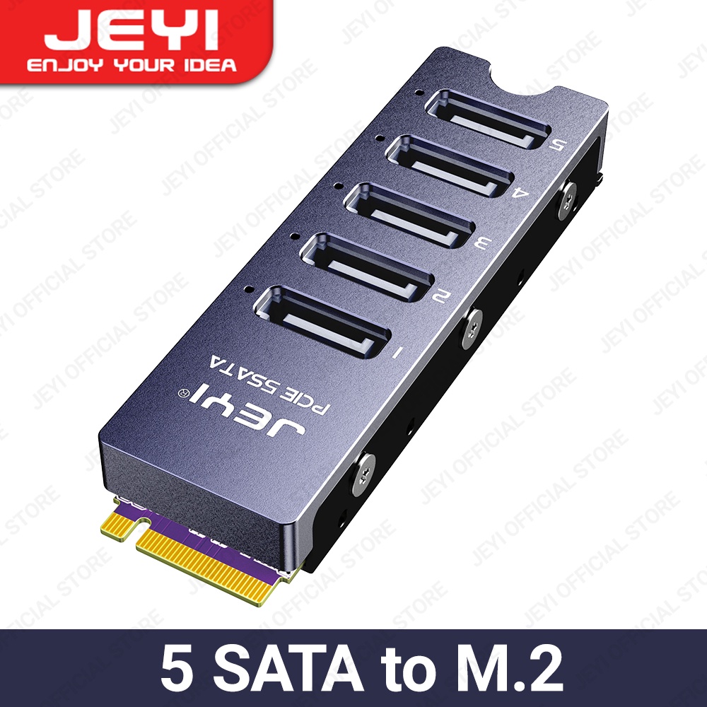 JEYI NVMe M.2 to 5 Sata Adapter, Internal 5 Port Non-RAID SATA III 6GB ...