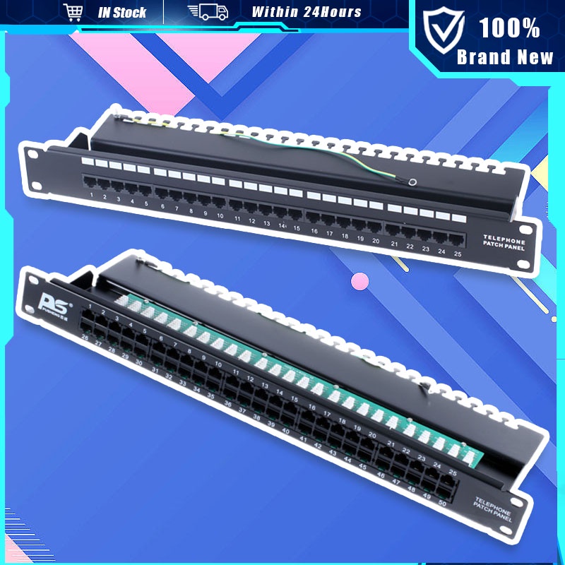 25/50 Port Telephone Patch Panel 19Inch Rack RJ11/45 Gold-Plated Voice ...