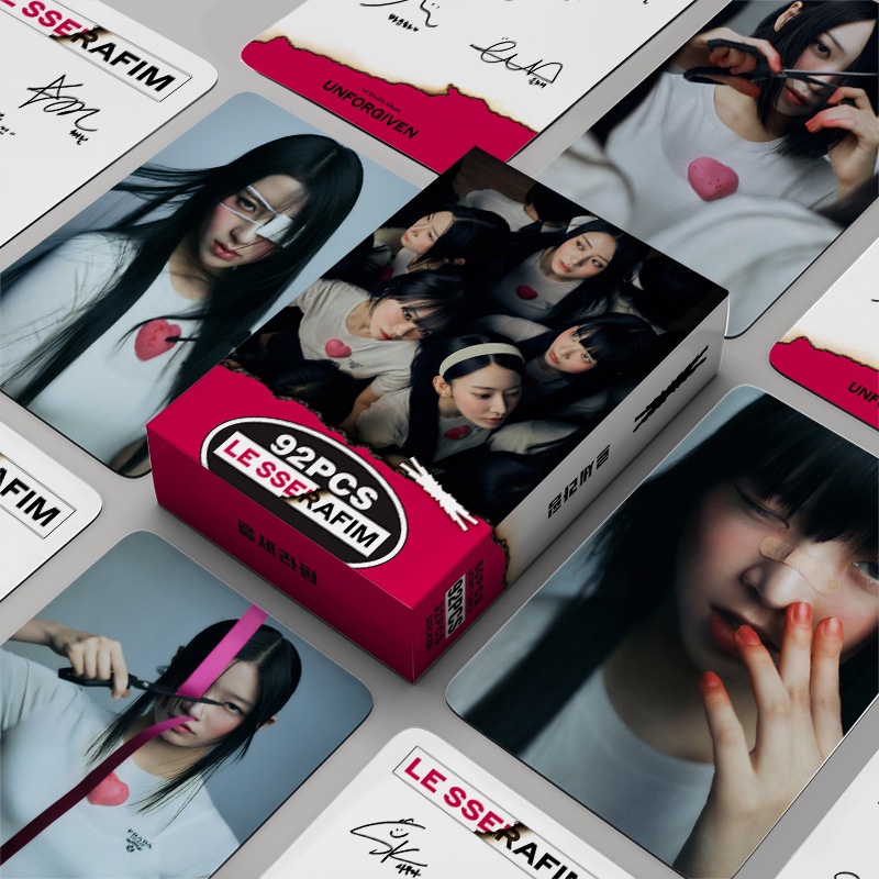 92pcs/box LE SSERAFIM Album UNFORGIVEN Stickers Photocards Lomo Cards ...