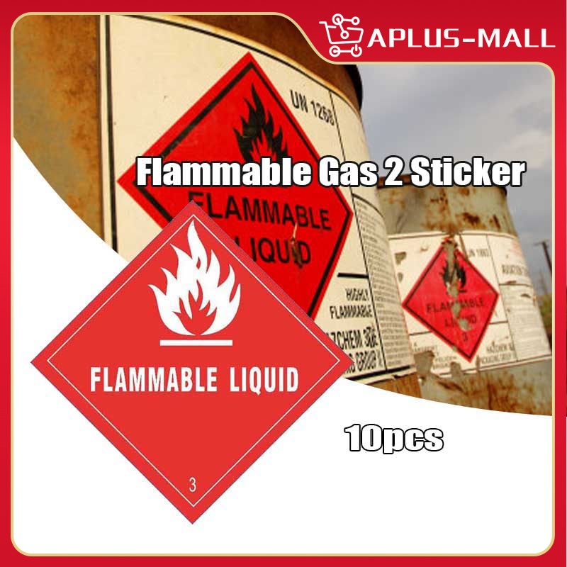 10pcs Waterproof / Sunproof Flammable Gas 3 Sticker Chemical Safety ...