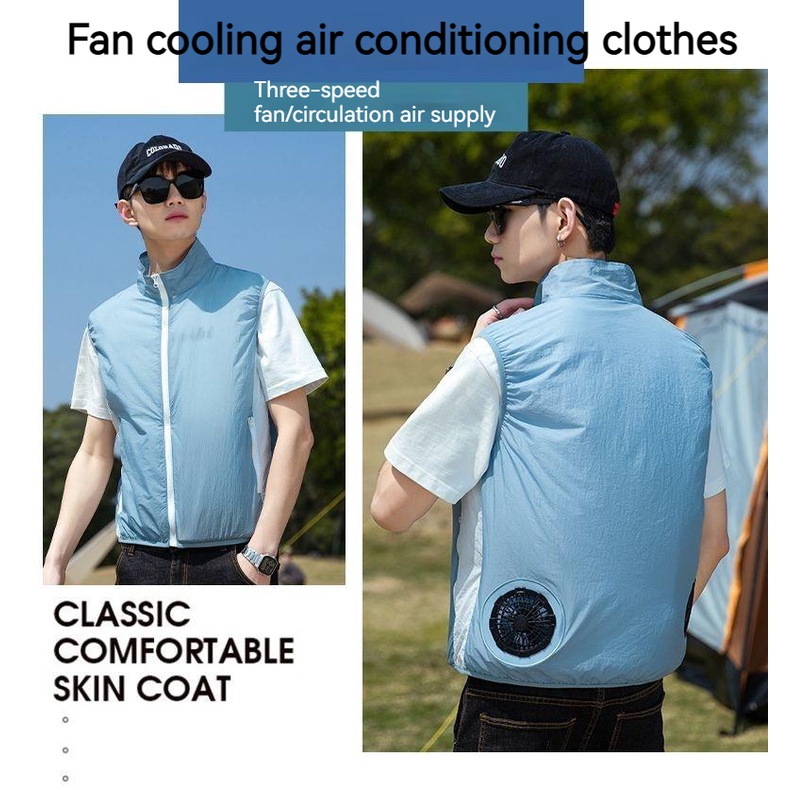 Summer Cooling Vest Men's Clothes with Fan Sleeveless Outdoor Air ...